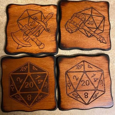 Personalized Wood Dnd Coasters, Dungeons and Dragons, D20, Dungeon ...