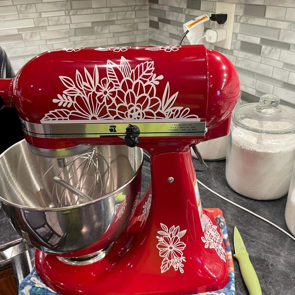 Floral Inspired Design Kitchenaid Mixer Decal Sticker| Kitchen Mixer ...