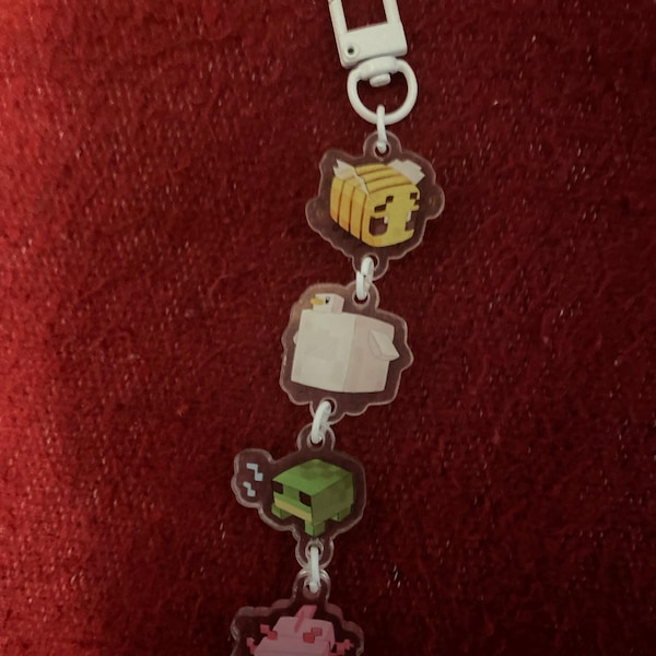 Minecraft Inspired Linked Keychain | Cute Minecraft Animals - Etsy