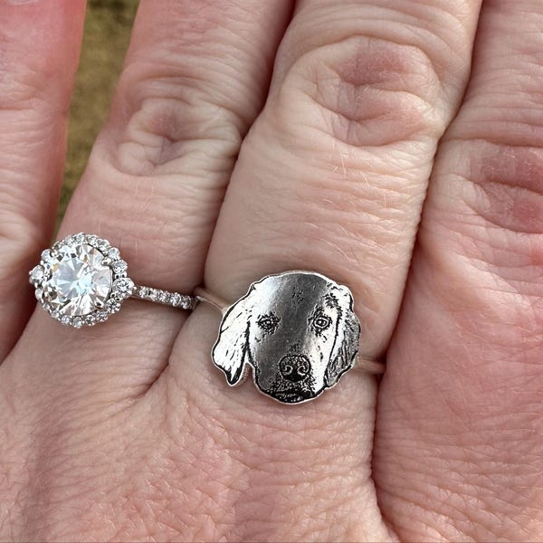 Custom Pet Portrait Ring • Your Pet Ring • Personalized Pet Ring • Cat ...