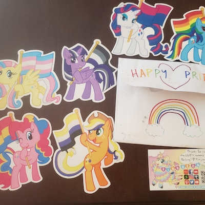 My Little Pony LGBTQ Pride Flag Stickers Gay Rainbow Dash, Bi Rarity ...