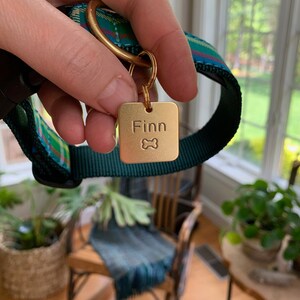 Dog Tag, Square Dog Tag, Brass Dog Tag, Pet ID Tags, Personalized Dog ...