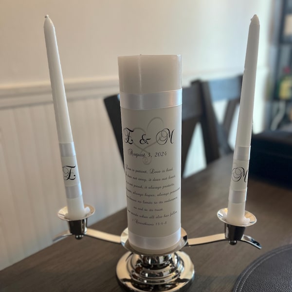 Personalized Unity Candle Set With Cross and Verse - Etsy