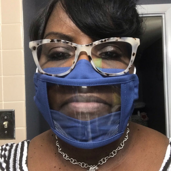 Anti-fog Clear Window Face Mask - Adult Navy Blue - Etsy