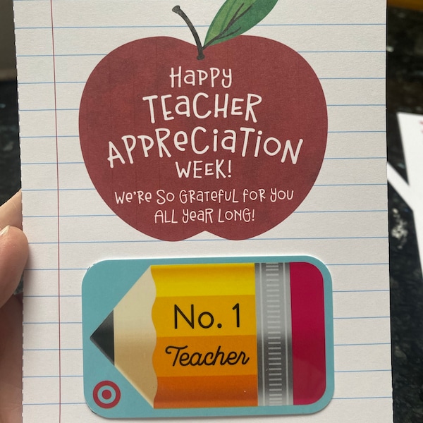 Teacher Appreciation Week Gift PRINTABLE Gift Card Holder Teacher Thank ...