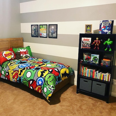 Boys Duvet Cover Superhero Bedding Set Kids Comforter Twin XL Bed Set Toddler Superhero Room ...