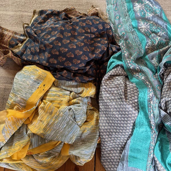 Indian Recycled Silk Sari , Art Silk Sari Fabric Used Fabric for Nuno ...