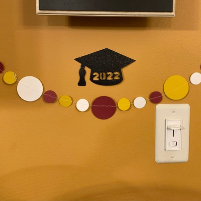Maroon and Gold Graduation Garland, Burgundy and Yellow Paper Circle ...