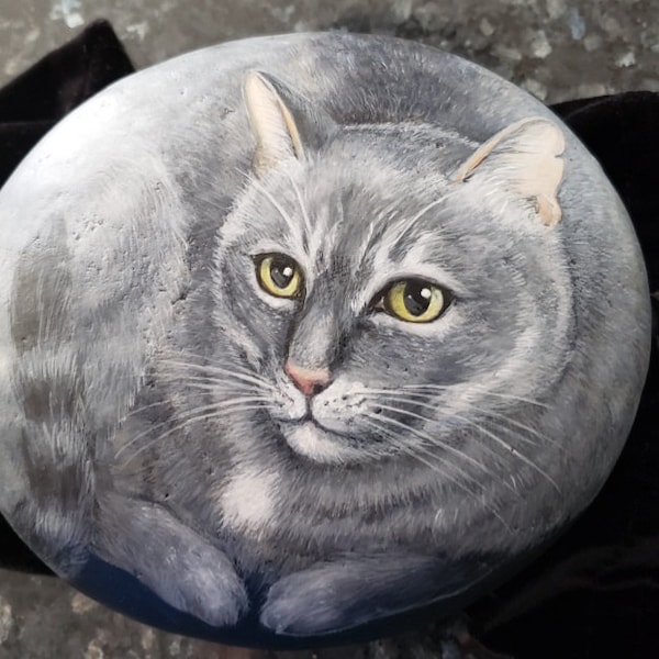 Custom Cat Portraits on Natural Stone - Etsy
