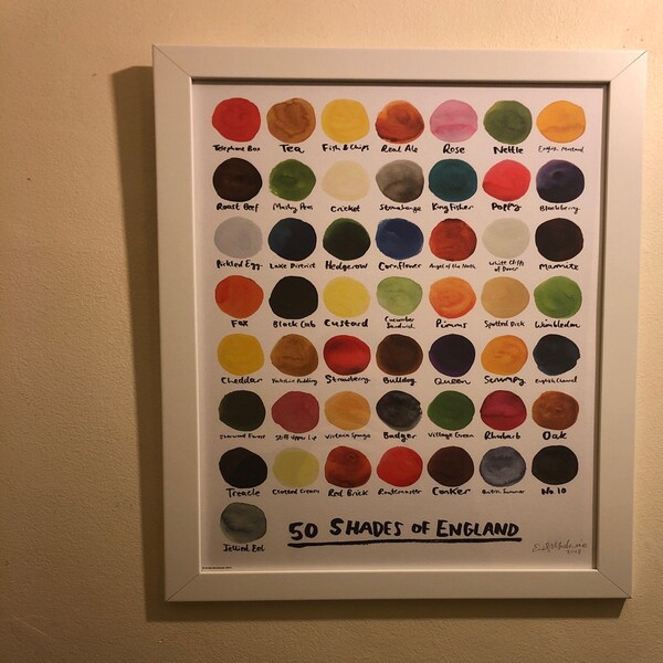50 Shades of England, Quirky English Colour Chart Poster. Fun Memento ...