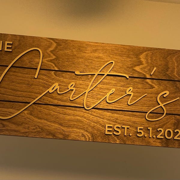 Personalized Family Name Sign, Custom Wood Last Name Sign, Rustic Home ...