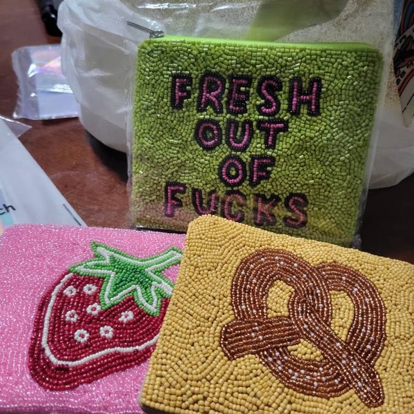 Preppy Coin Purse Beaded Bag Custom Purse Beaded Wallet Coin Pouch ...