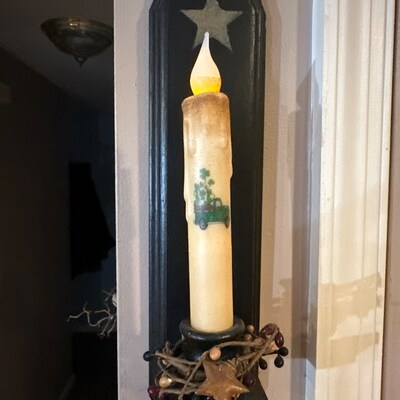 Fall Primitive 7 Battery Operated LED TIMER Hand Dipped Stencil Pumpkin ...