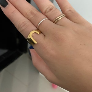 Custom Initial Ring, Personalized Letter Ring, Alphabet Ring, Initial ...