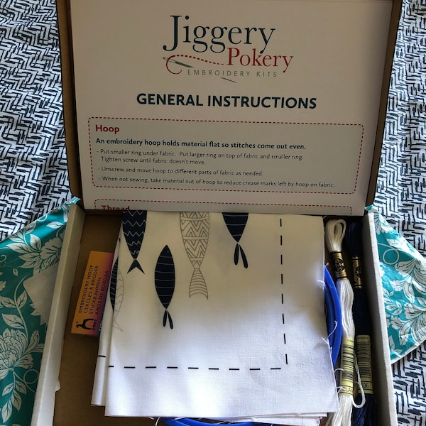 Blue Fish Embroidery Kit. Scandi Design. Embroidered Wall Art. - Etsy