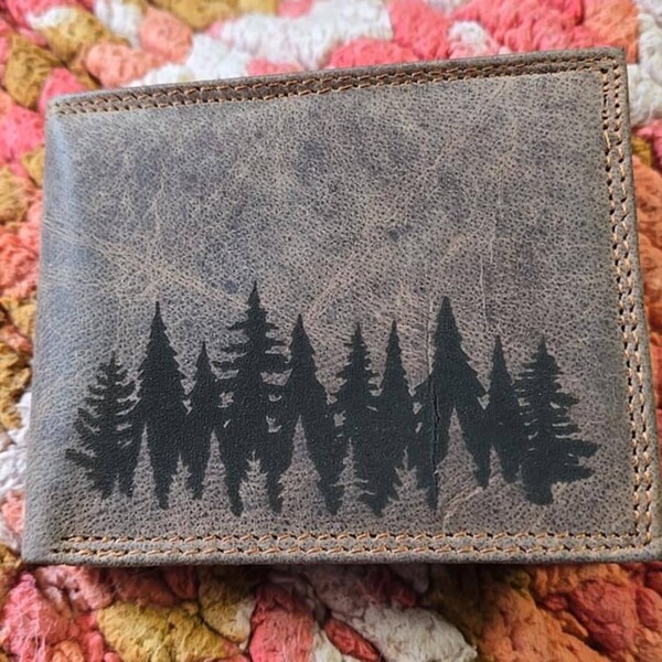 Personalized Elk Hunting Gift for Father's Day. Genuine Leather Wallet ...
