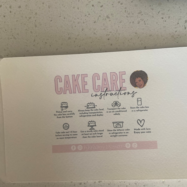 Cake Care Cards Bundle, Editable Cake Cutting Guide Cards, Printable ...