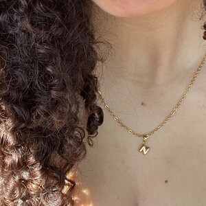 Puffy Initial Mini Bubble Letter Gold Filled Chain Necklace Stainless ...