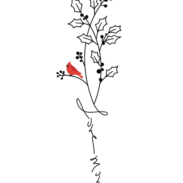 Custom Name Extended Stem Birth Flower | Birth Flower Gift | Tattoo ...