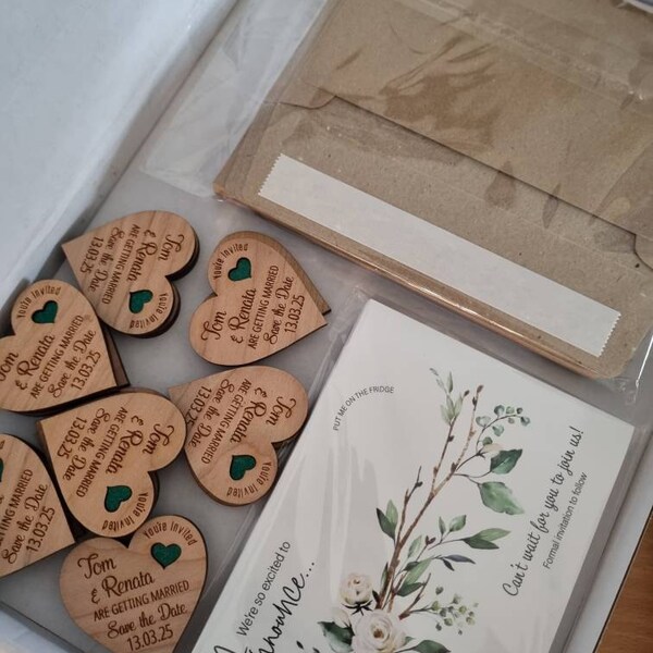 Save the Date Magnets & Cards, Rust Coloured Save the Date Cards, Modern Fun Wooden Wedding ...