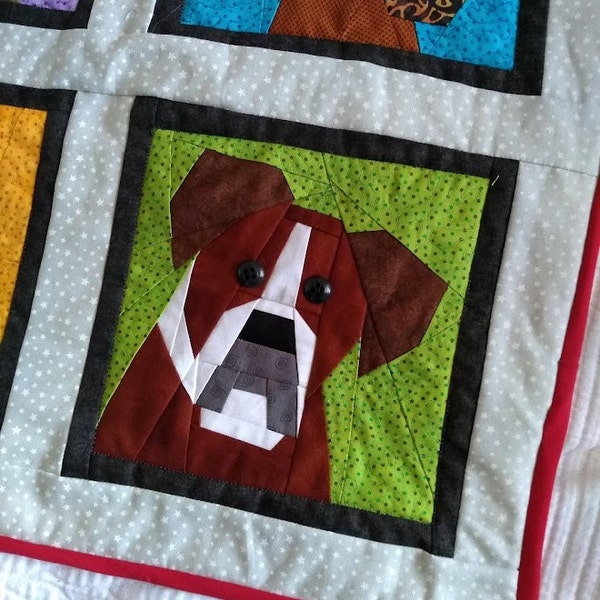 BOXER 2 Paper Pieced Block Pattern in PDF, Foundation Piecing, Dog ...