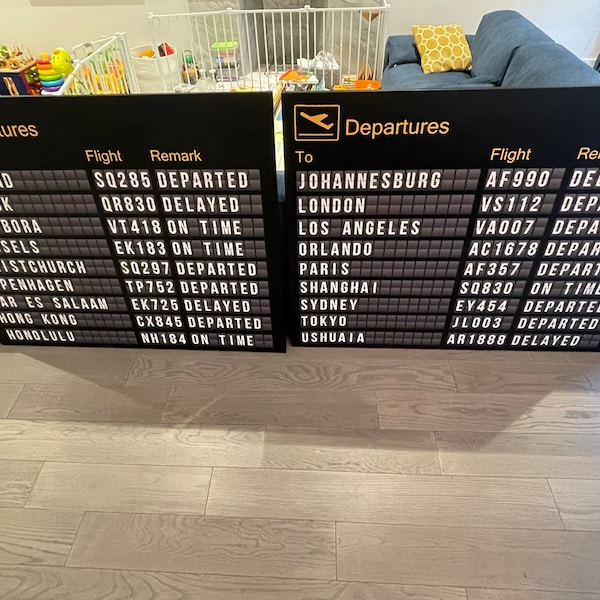 Custom Airport Departures Flight Board Canvas Wall Art - Choose Your ...