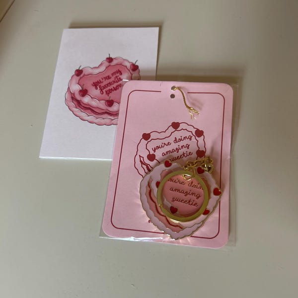Cake Keyring, Enamel Keyring, Quote Keychain, Heart Keychain ...