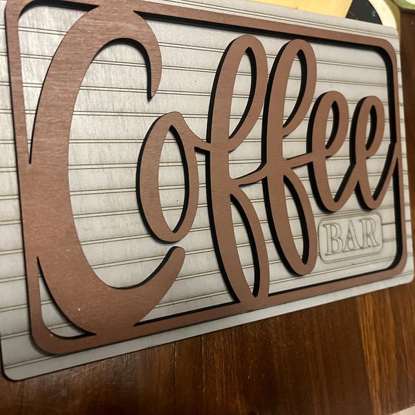 Coffee Bar Digital File for Laser With Shiplap Texture Background ...