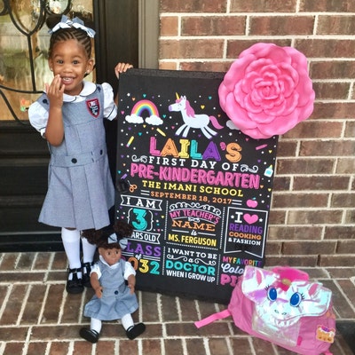 Unicorn First Day of School Sign 1st Day of School Chalkboard Sign Back ...