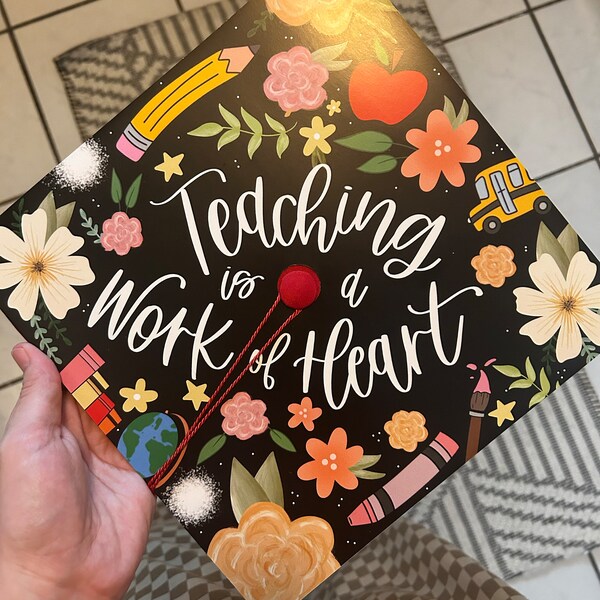 Teacher Grad Cap Design | CARDSTOCK Graduation Cap Design | Education ...