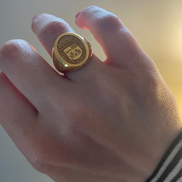 Silver University Signet Ring, Custom College Ring, Unisex Graduation ...