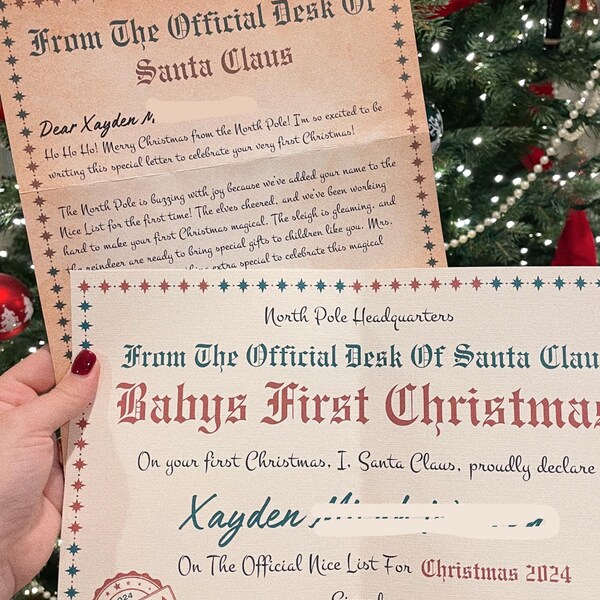 Custom Baby's First Christmas Letter - Personalised Nice List ...