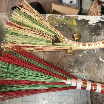 Red Witches Broom for Solstice Handfasting and Yule Decor, Aesthetic ...