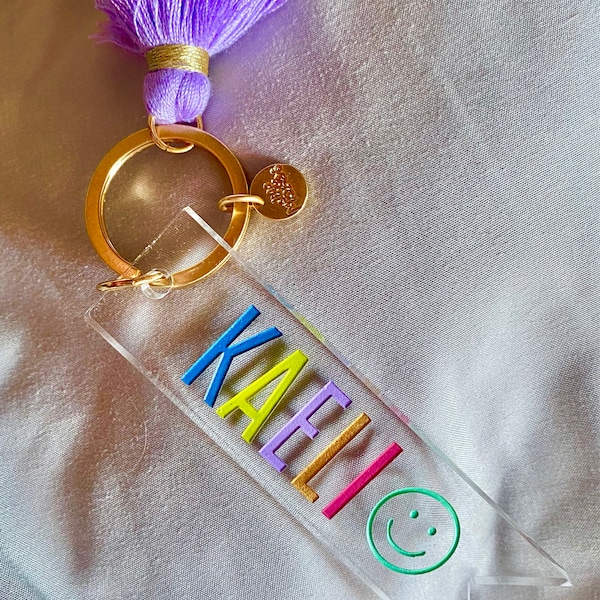 Personalized Name Keychain, Custom Name Tag, Colorful Tassel Keychain ...