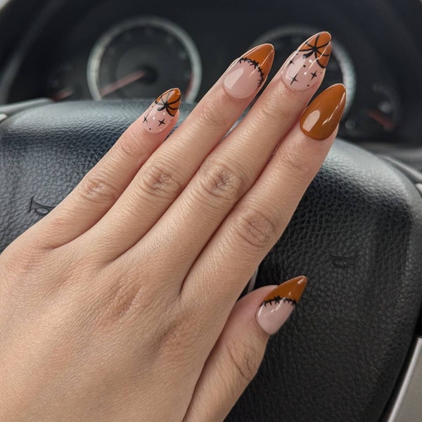 MIDORI Gold Floral Nail Art Press on Nails Jade Magnetic Nails 3D Gel ...