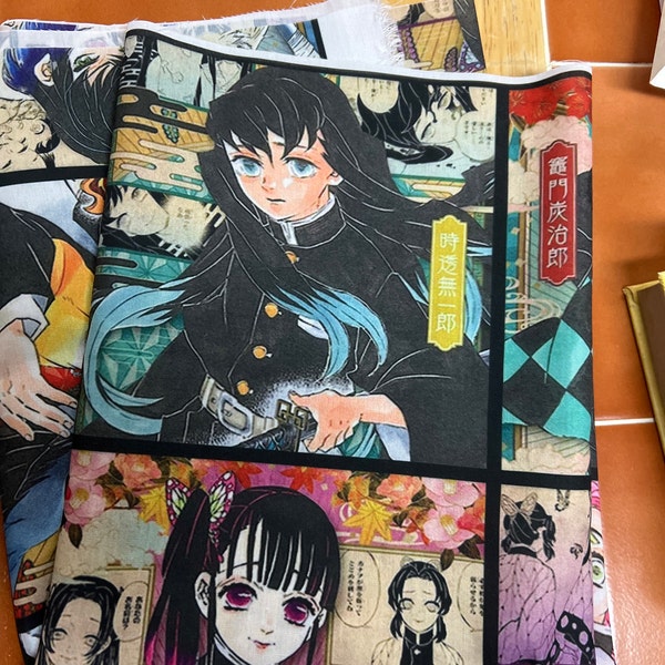 Japanese Anime Fabric Cartoon Anime Polyester Cotton Fabric by the Half ...