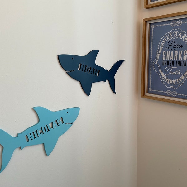 Shark Sign - Kids Name Sign - Shark - Kids Room - Playroom Sign ...