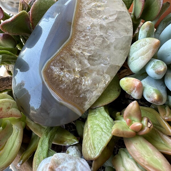 Blue Flower Agate Moons on Stands - Etsy