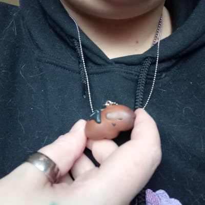 Pink Krampus Pendant Necklace-pastel Goth Clay Jewelry-hand Painted ...