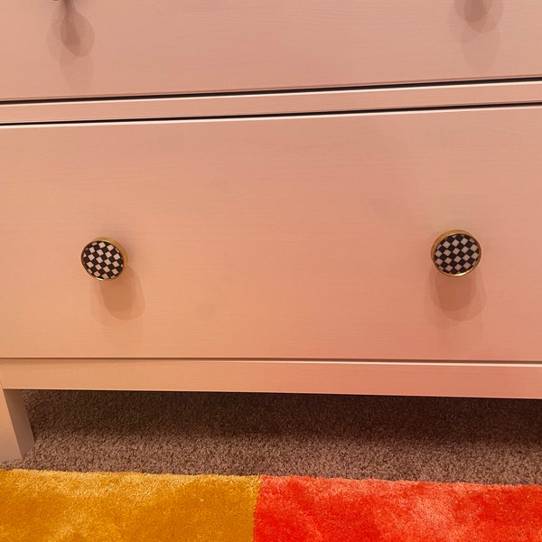 Checkered Resin Drawer Knob: Black and White Furniture Pull - Etsy