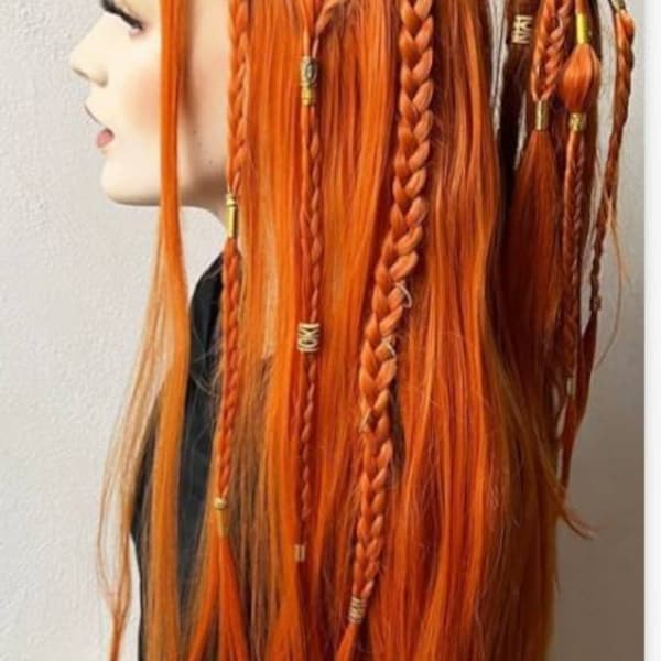 Braided Valkyrie Viking Wig With Metal Beads and Synthetic Dreadsto ...