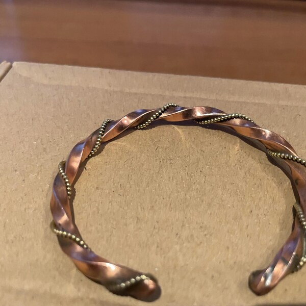 Copper, Brass Plaited Three Metal Bracelet Handmade Plaited Copper ...