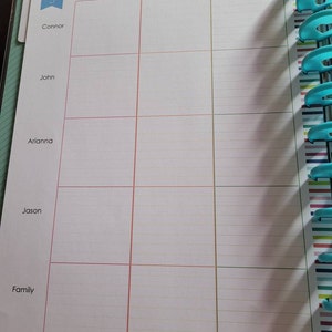 Editable Skinny Mini Bright Rainbow Undated, Horizontal Weekly Planner ...