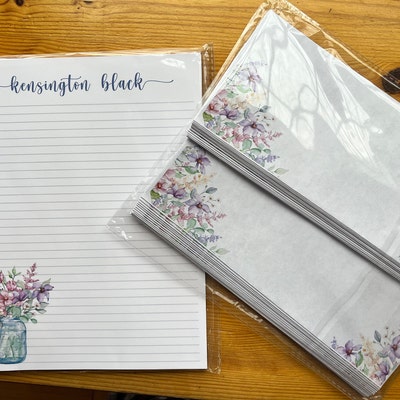 Personalized Notepad Purple Floral Memo Pad Customize Beautiful Writing ...