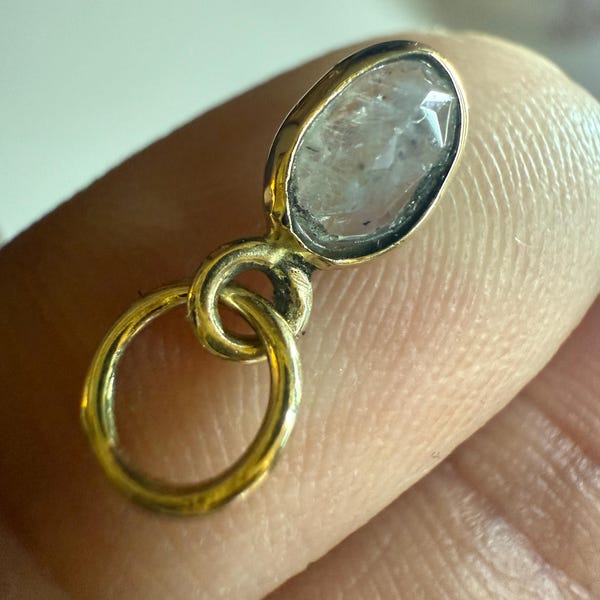 14K Solid Italian Gold Diamond Rondels, Charm Rondel, Diamonds, Bezel ...