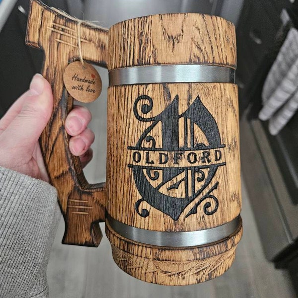 Custom Engraved Mug, Wooden Beer Mug, Gift for Man, Groomsmen Gift ...
