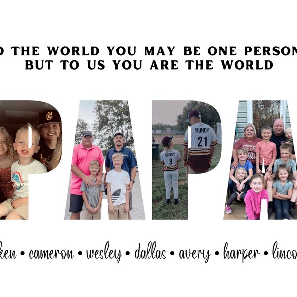 Papa Photo Frame, Papa Photo Collage, Dad Photo Print, Special Gift for ...