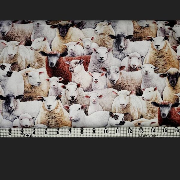 Goat Fabric Farm Animals Goats in Multi Premium Quality 100% Cotton ...