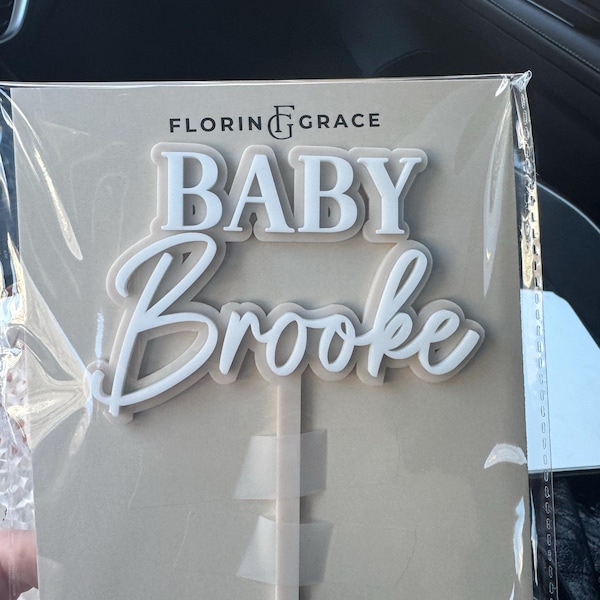 Personalised Baby Shower Cake Topper | Custom Name Acrylic Cake Decor ...