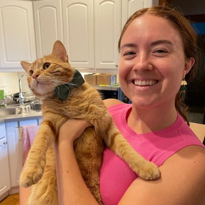 Custom Cat Collar Bell Bow in Blue Corduroypersonalized - Etsy